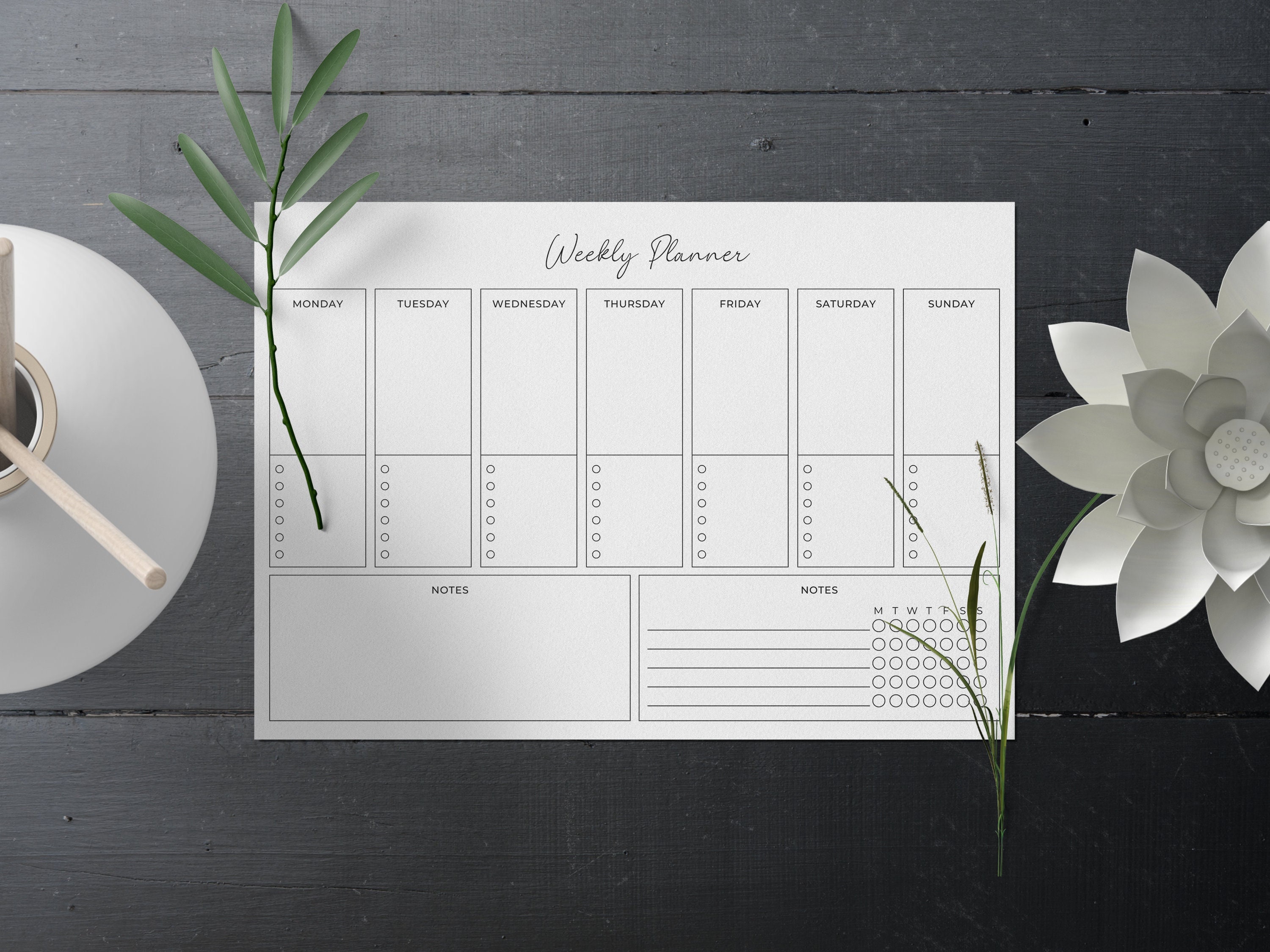 Weekly Planner Printable Minimalist Weekly Planner PDF, Desk Planner ...