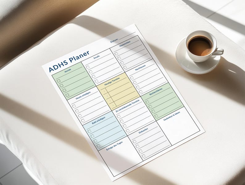 ADHD Planner Printable PDF German A4 & A5 Digital Download Daily ...