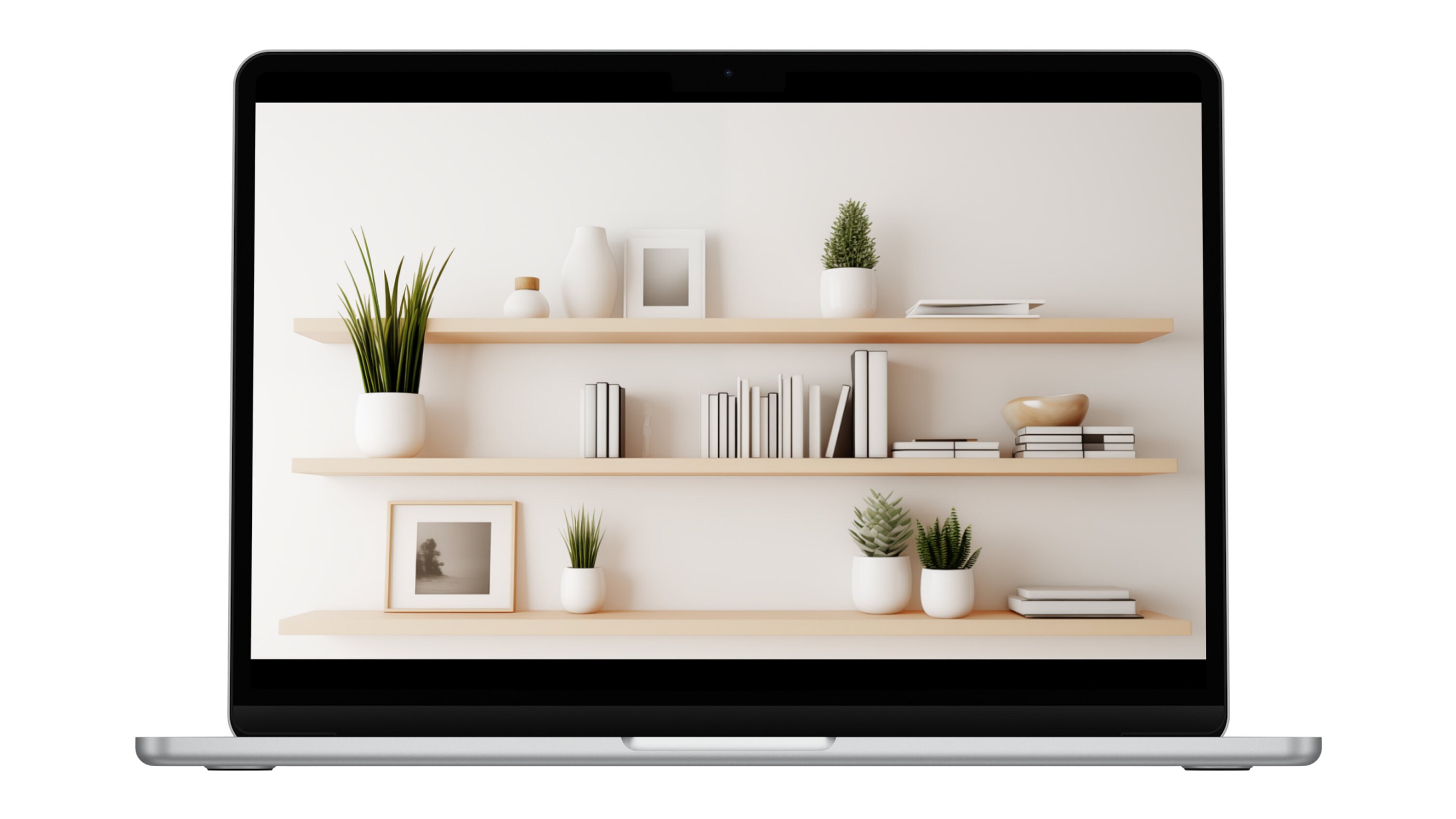 Modern Home Office Virtual Background: Minimalist Shelves & Plants (JPG ...