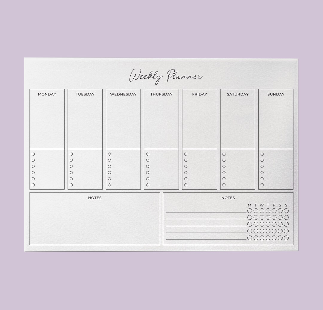 Weekly Planner Printable Minimalist Weekly Planner PDF, Desk Planner ...