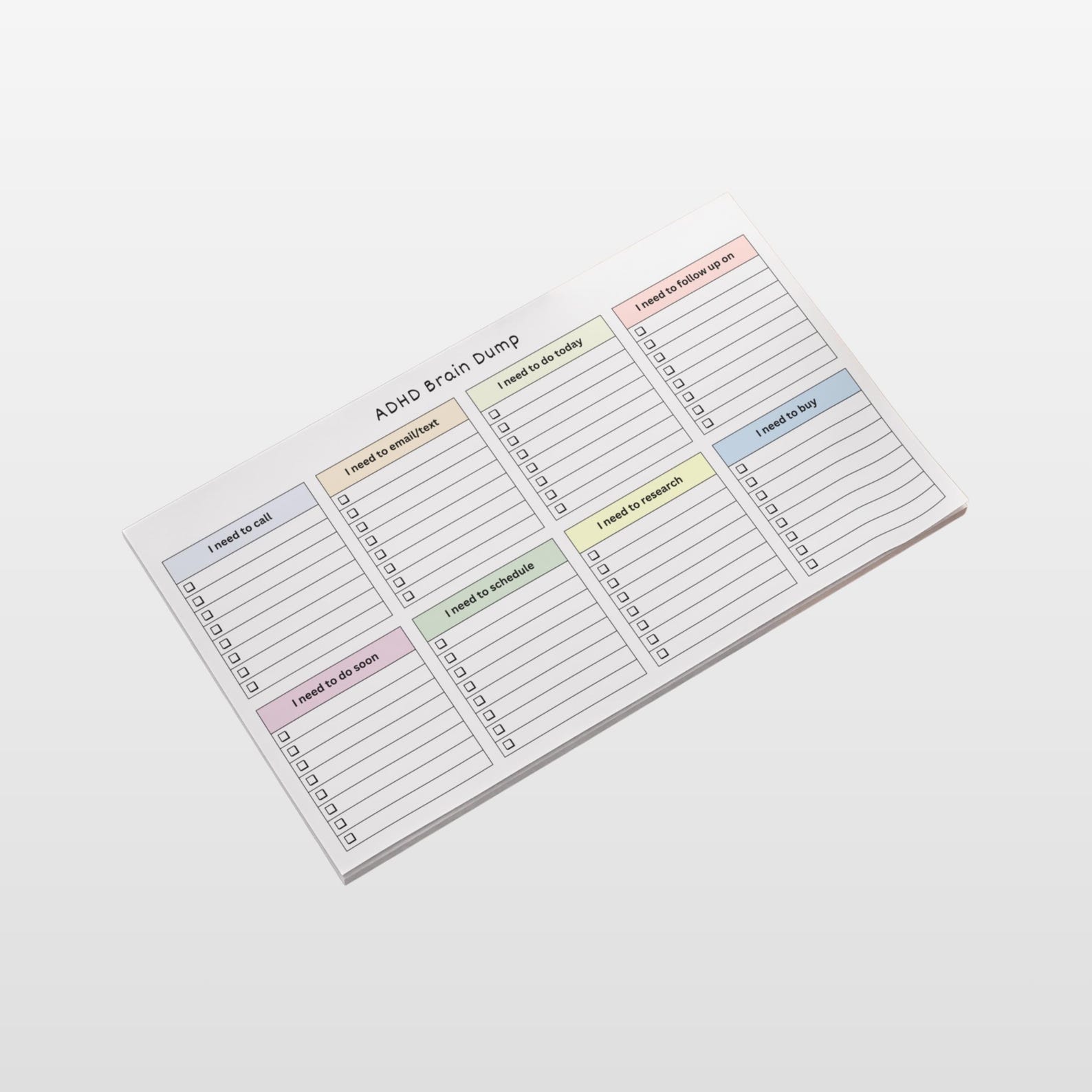 ADHD Brain Dump to Do List Pad: Daily Checklist Sticky Notepad (10x6 In ...