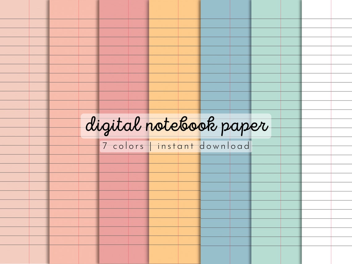 Digital Notebook Paper Digital Paper Pack Lined Paper for - Etsy