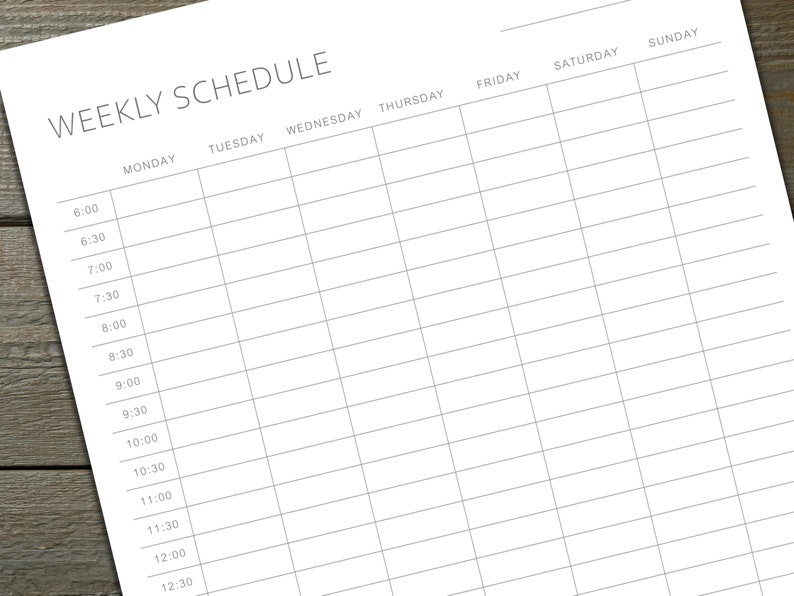 Weekly Schedule Printable Simple Minimal Weekly Planner - Etsy