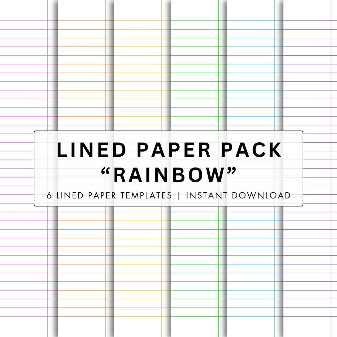Lined Paper Bundle Printable Colorful Notebook Paper Templates - Etsy