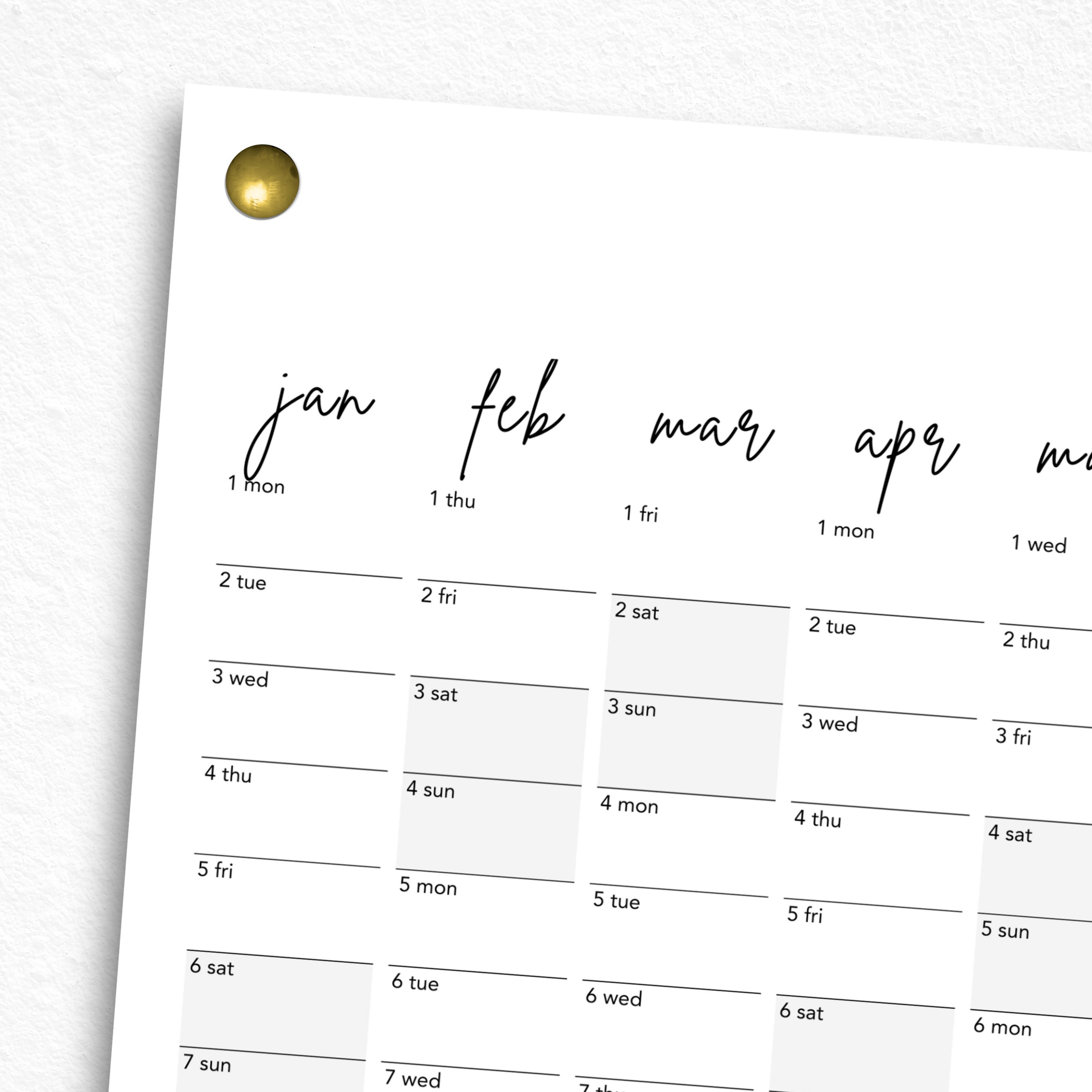 Large 2024 Wall Calendar Black & White Annual Planner Year Calendar ...