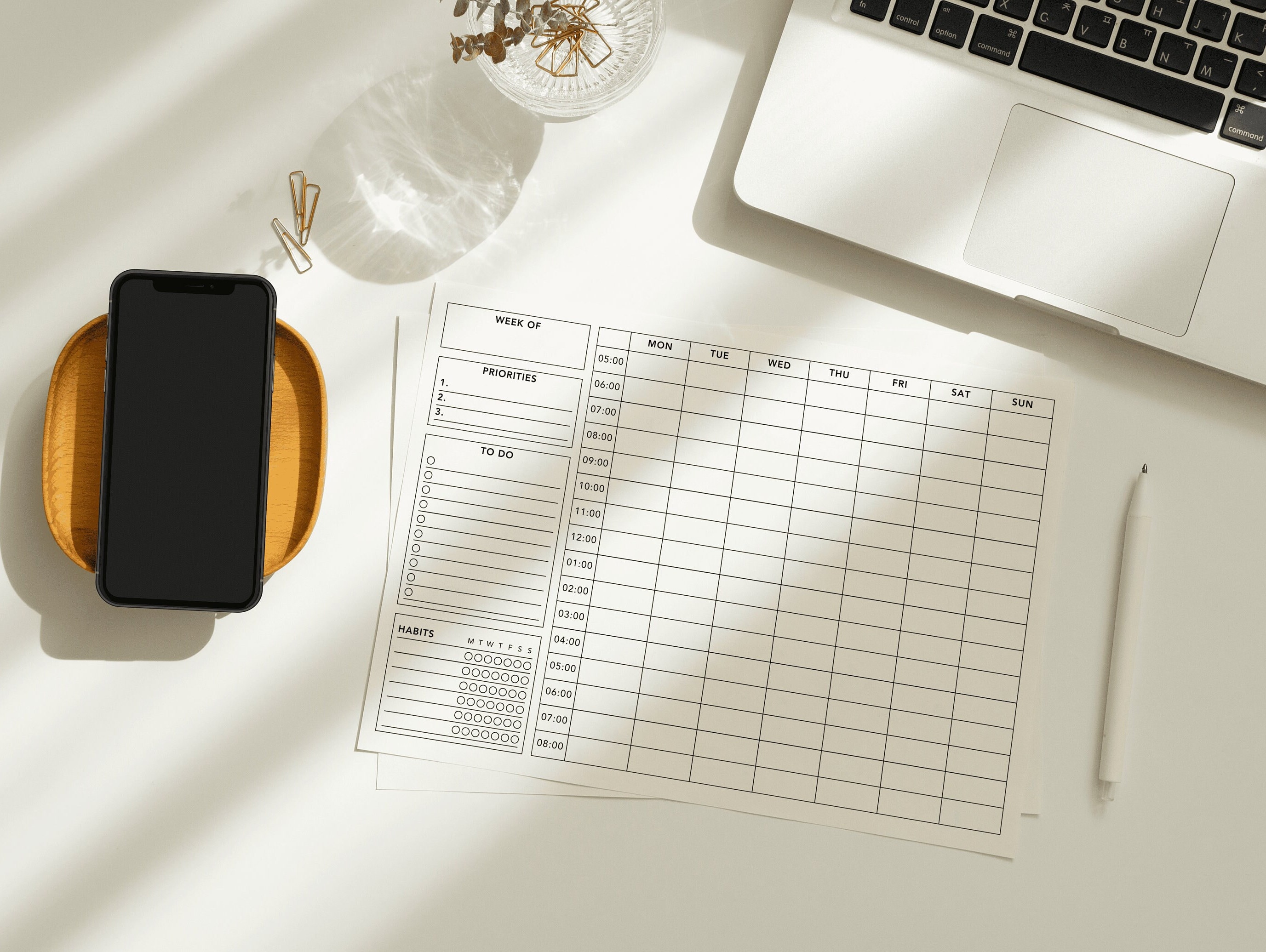 Printable Weekly Planner Template Weekly Schedule PDF, Hourly Weekly ...