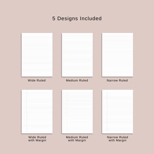 Printable Lined Paper Bundle Printable Templates Ruled Pages Wide ...
