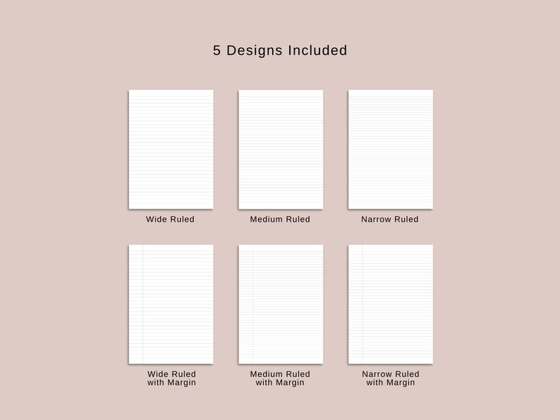 Printable Lined Paper Bundle Printable Templates Ruled Pages Wide ...