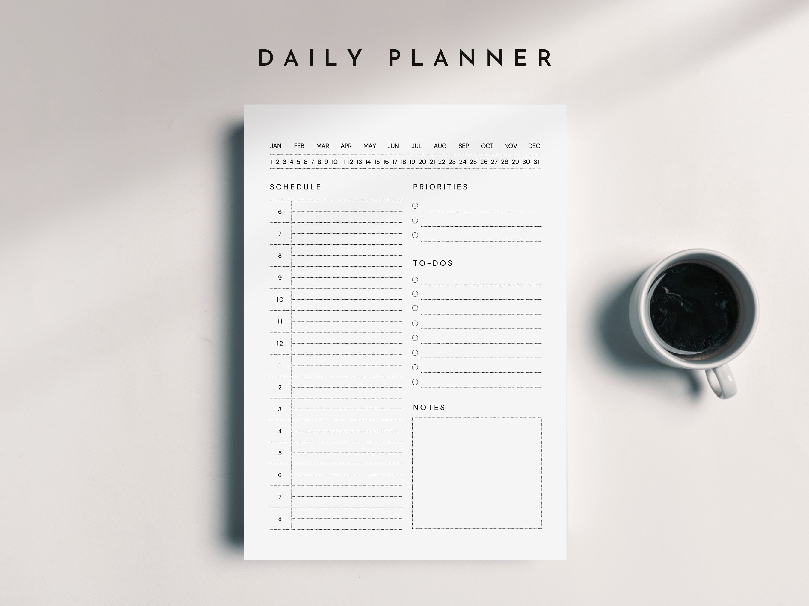 Printable Daily Planner Template PDF Simple Minimalist - Etsy