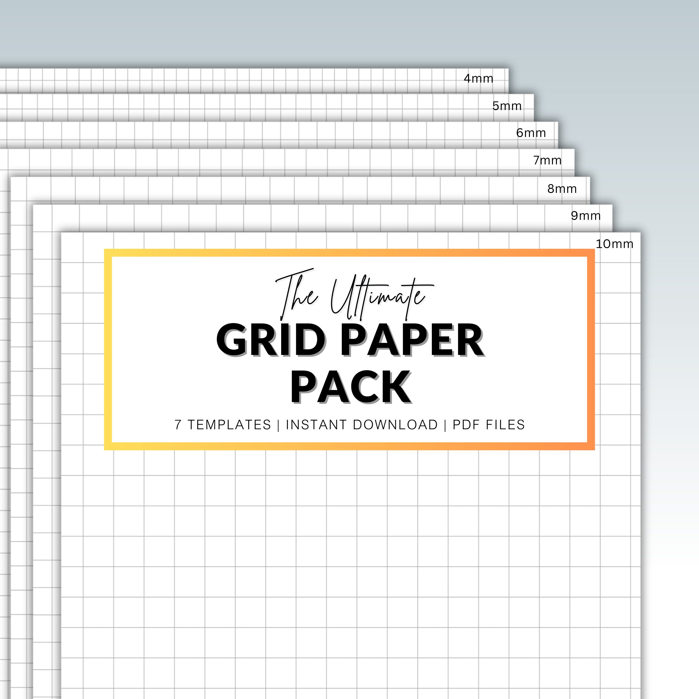 Graph Paper Pack 7 Printable Templates, A4 A5 Letter & Half, Graph Grid ...