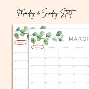 2024 Calendar Printable Monthly Planner Floral Watercolour Aesthetic ...