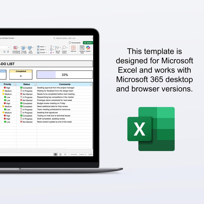 Team to Do List Excel Template: Task Tracker With Dashboard (digital ...