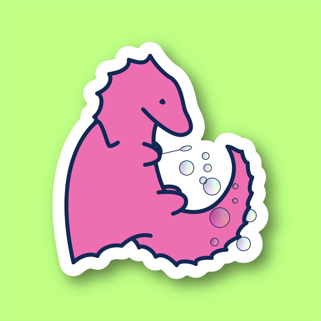 Pink Baby Dragon Blowing Bubbles Sticker - Etsy