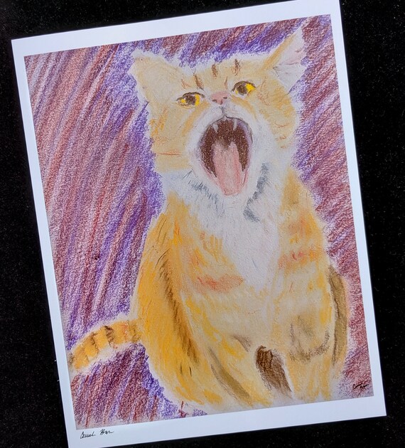 Yawning Cat Drawing