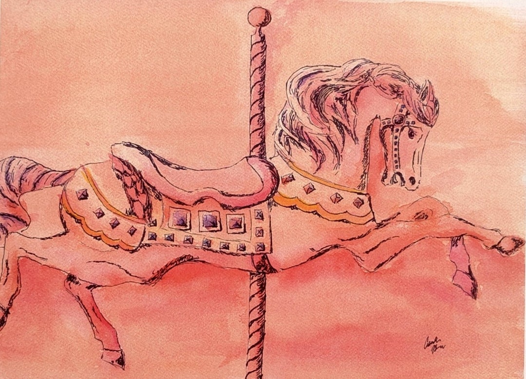 Orange Carousel Horse Art Print by Cassandra Brown - Etsy.de