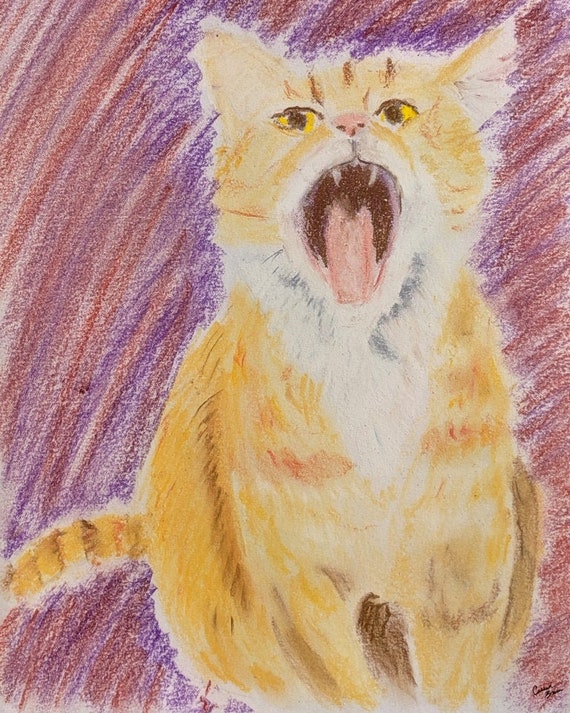 Yawning Cat Drawing