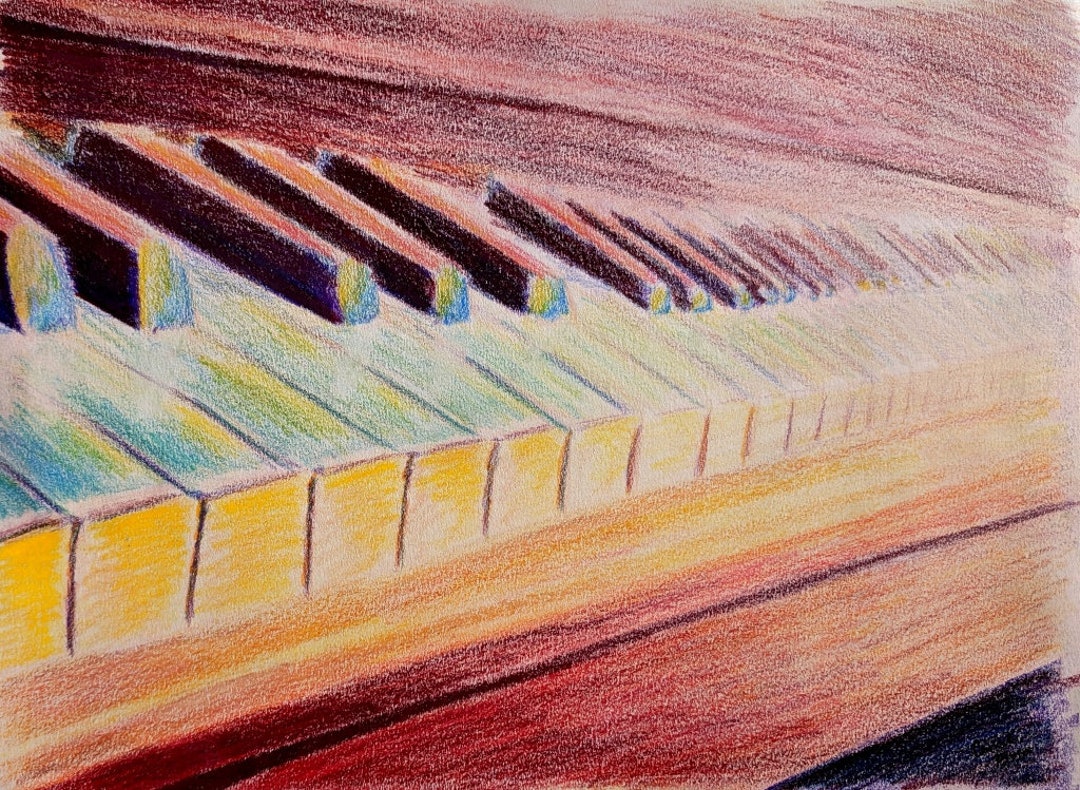 Colorful Piano Art Print Drawing by Cassandra Brown - Etsy