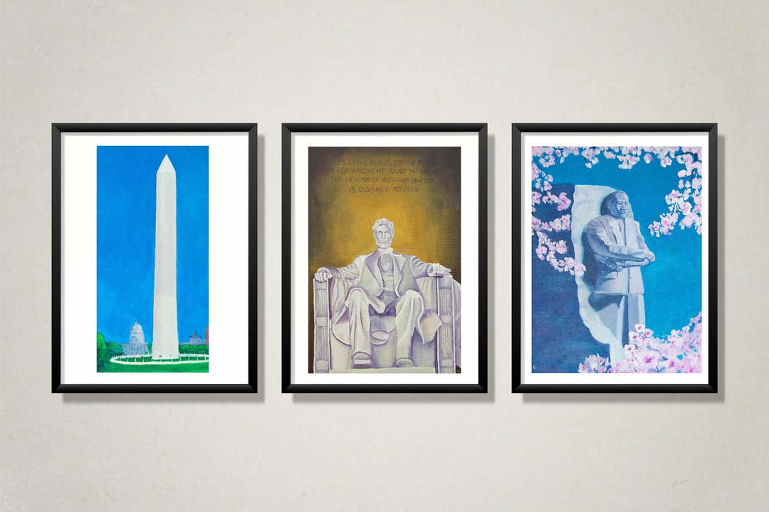 DC Monuments Art Print Set, Washington, Lincoln, MLK (8.5" X 11") - Etsy