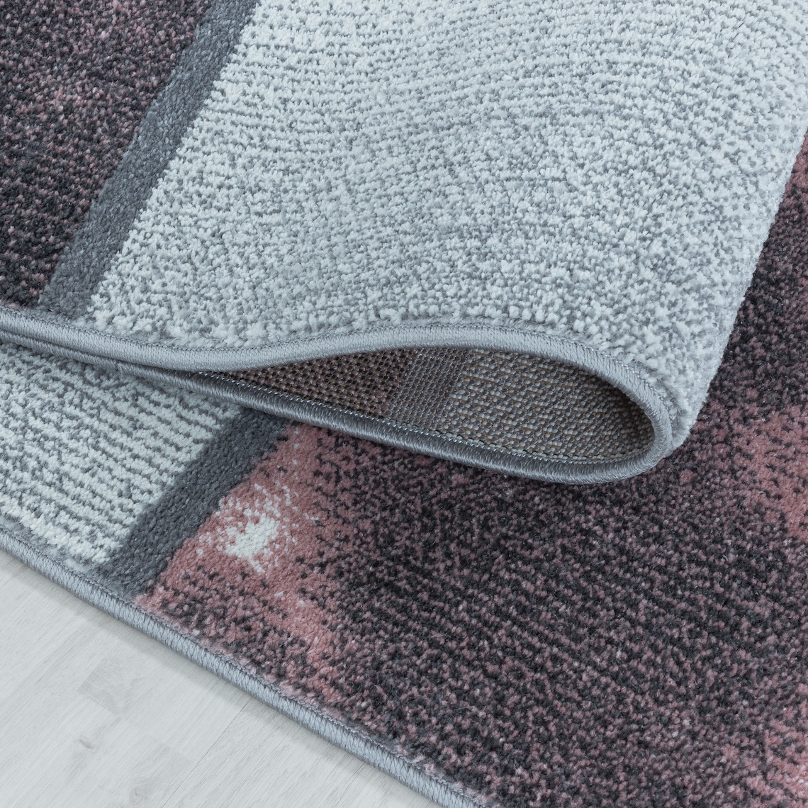 Short Pile Carpet Pink Grey Squares Pattern Marbled Living Room Carpet ...
