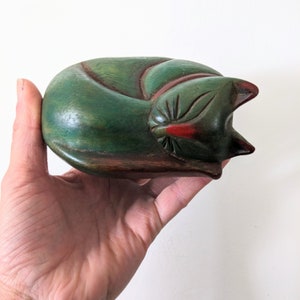 Sleeping Green Cat - Etsy