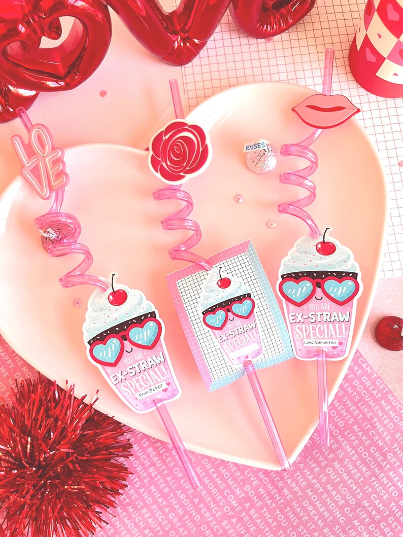Valentine Straw Gift for Kids, Personalized Silly Straw Classroom ...