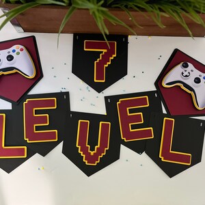 Video Game Theme -gamer Birthday Banner - Level Age Banner - Video Game ...
