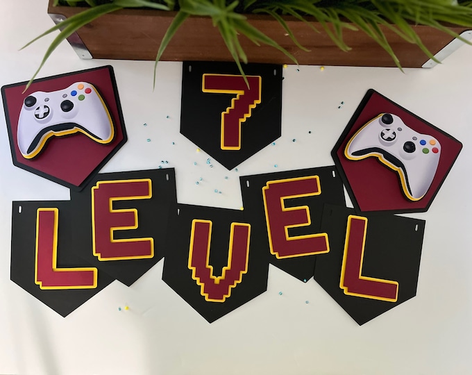 Video Game Controller Banner, Level Birthday Banner, Gamer Banner ...