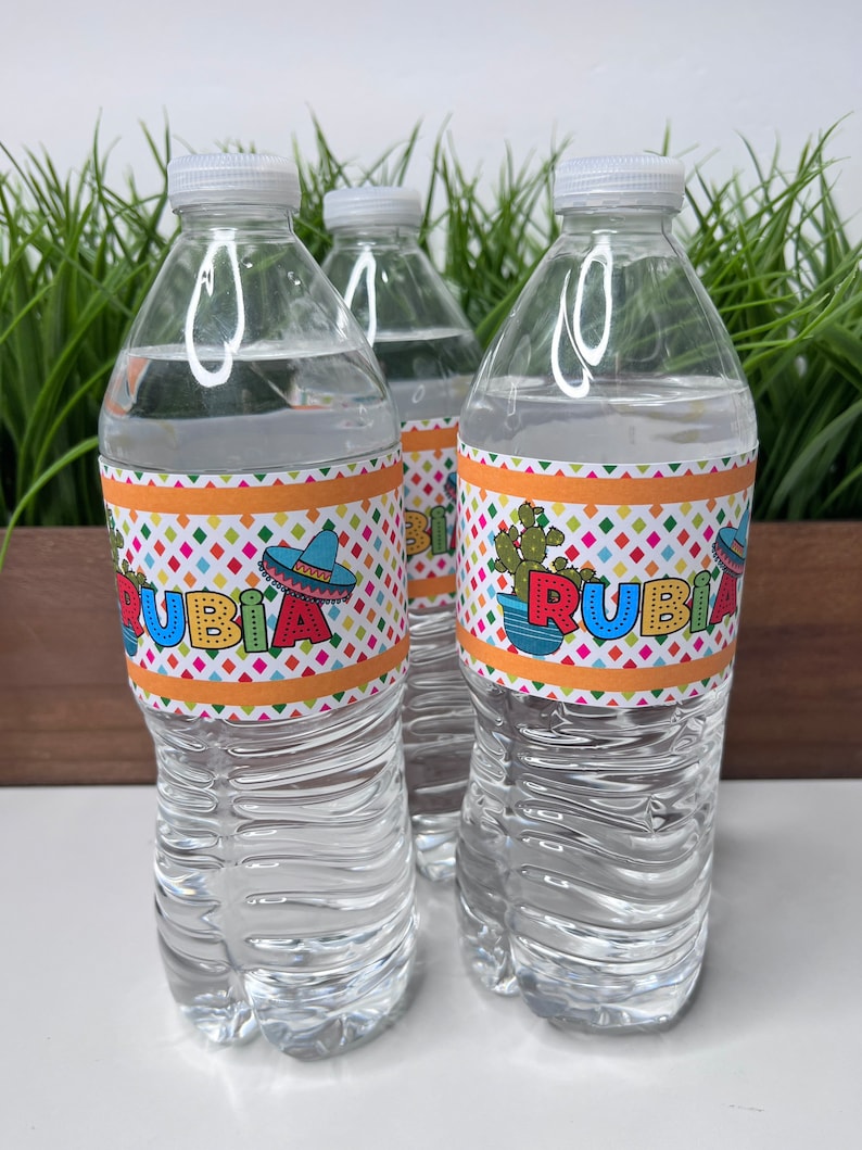 Fiesta Water Bottle Labels, Mexican Party Decor, Personalized 0015 - Etsy