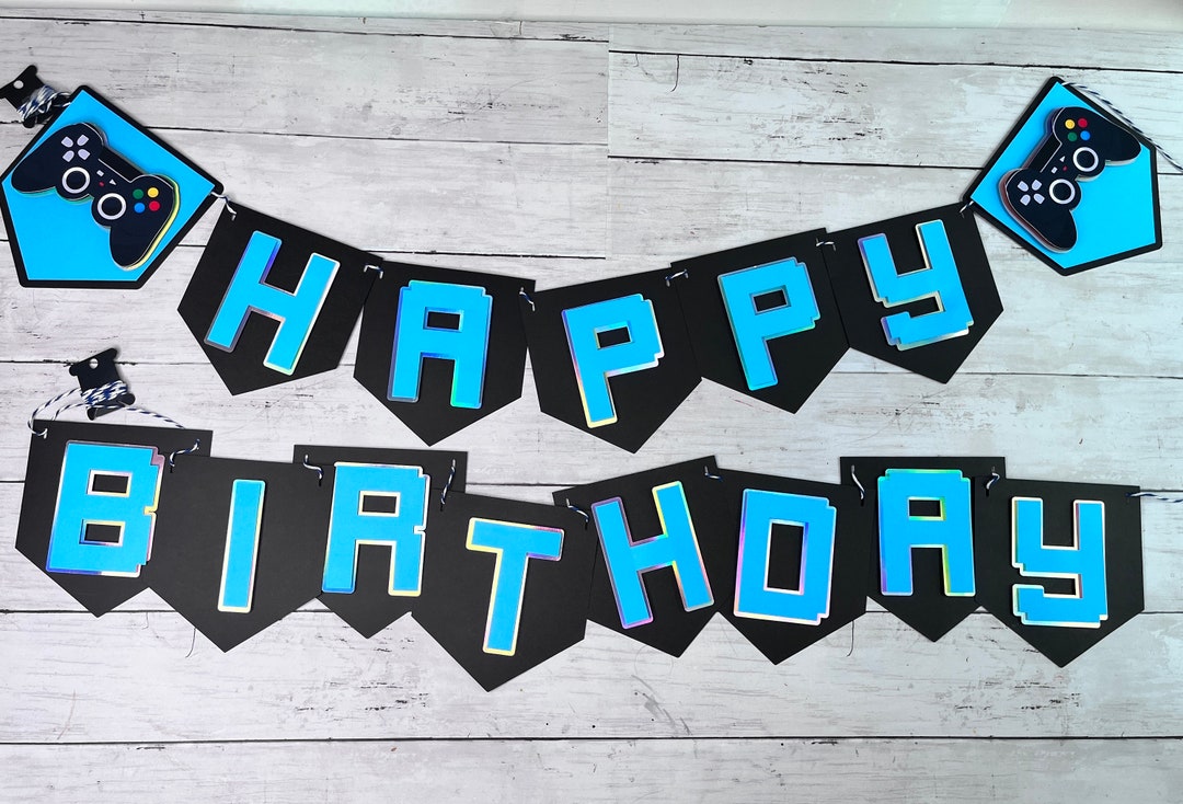Video Games Theme, Gamer Birthday Banner, Level Age Banner, Video Games ...
