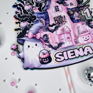Pink Halloween Topper, Ghost Theme, October Birthday, Halloween Smash ...