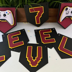Video Game Theme -gamer Birthday Banner - Level Age Banner - Video Game ...