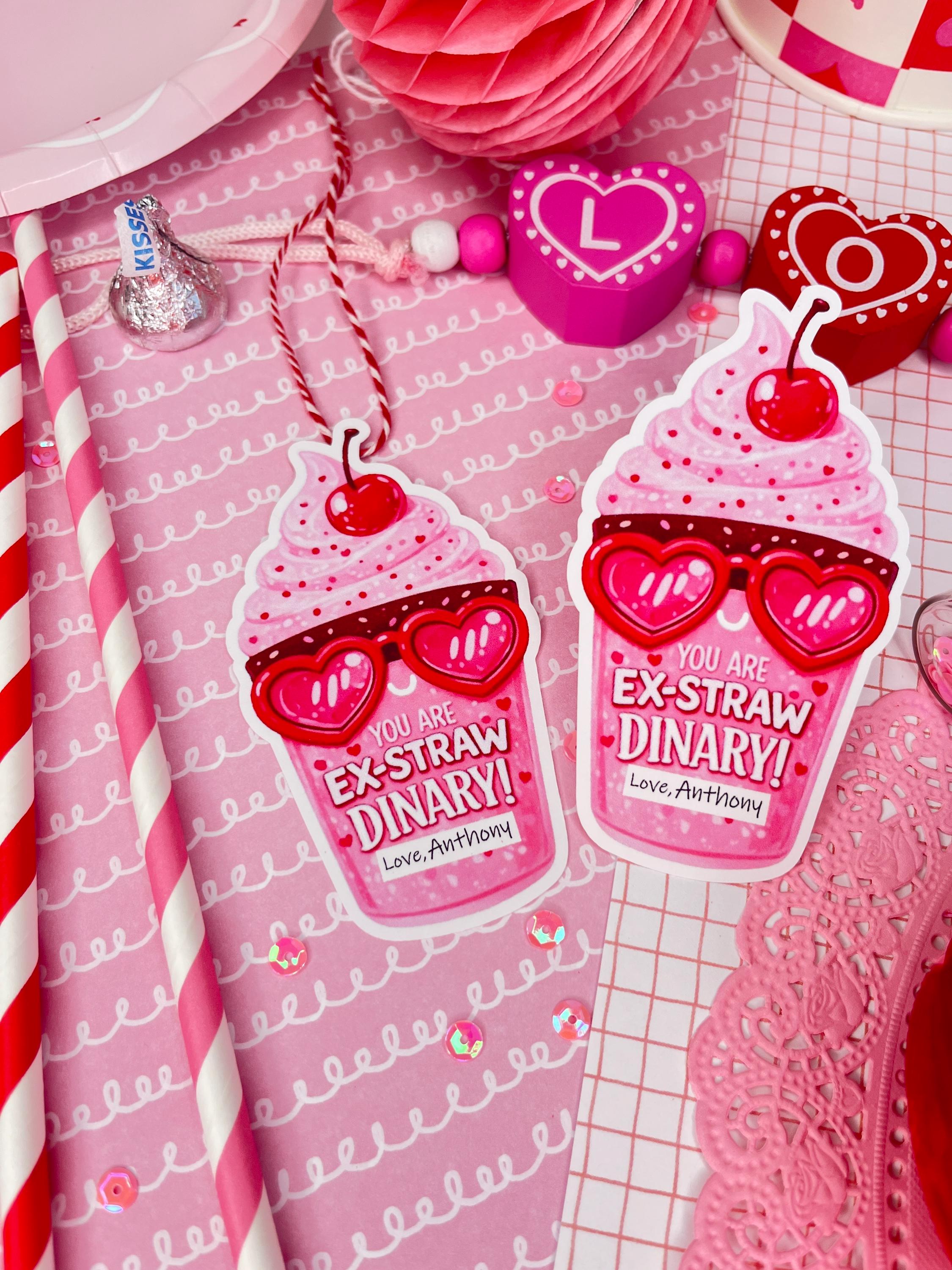 Personalized Valentine Straw Tags for Kids, Classroom Valentine Gift ...