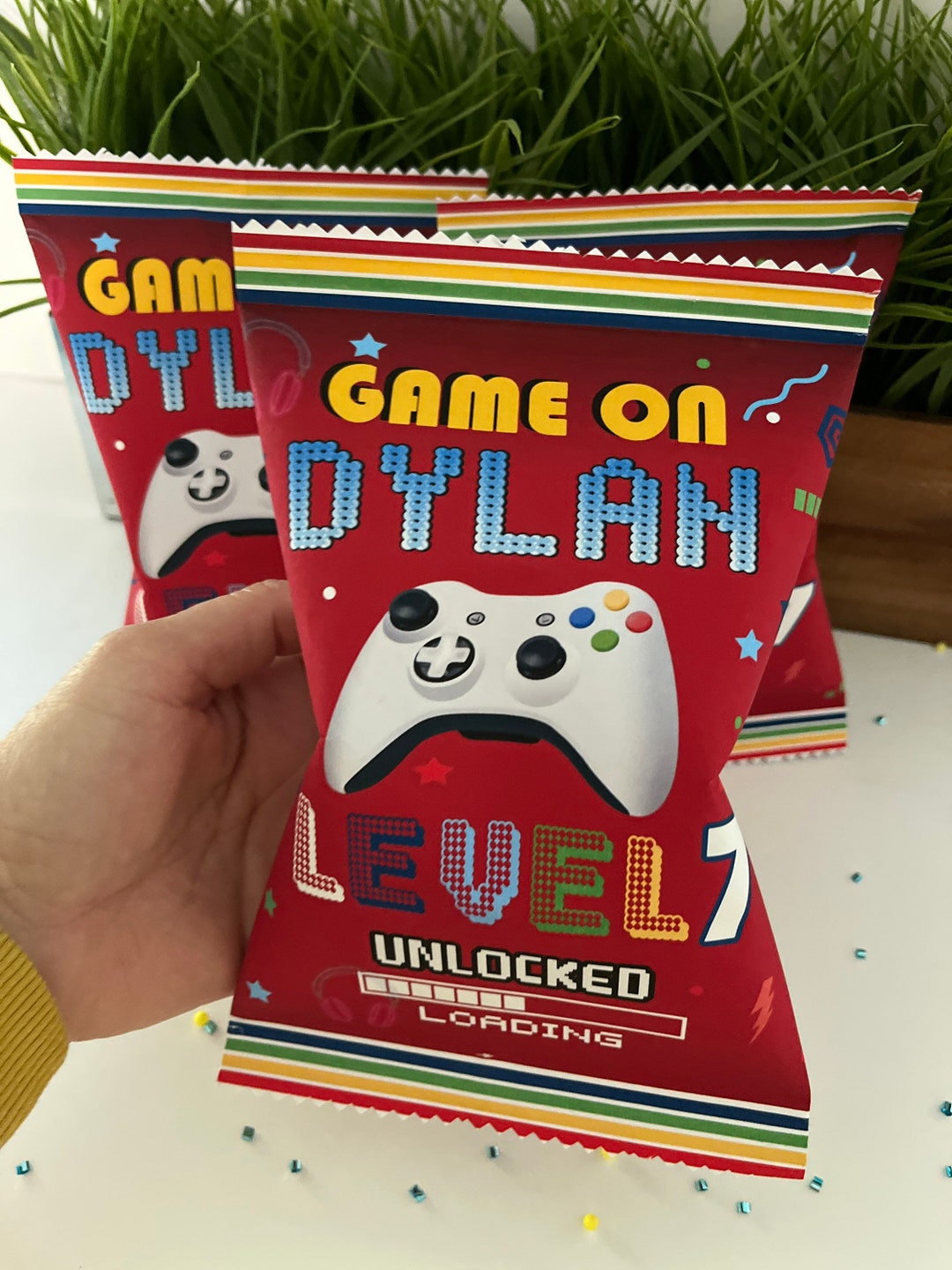 Gamer Party, Video Game Chip Bag, Video Games Party, Gamer Decoration ...