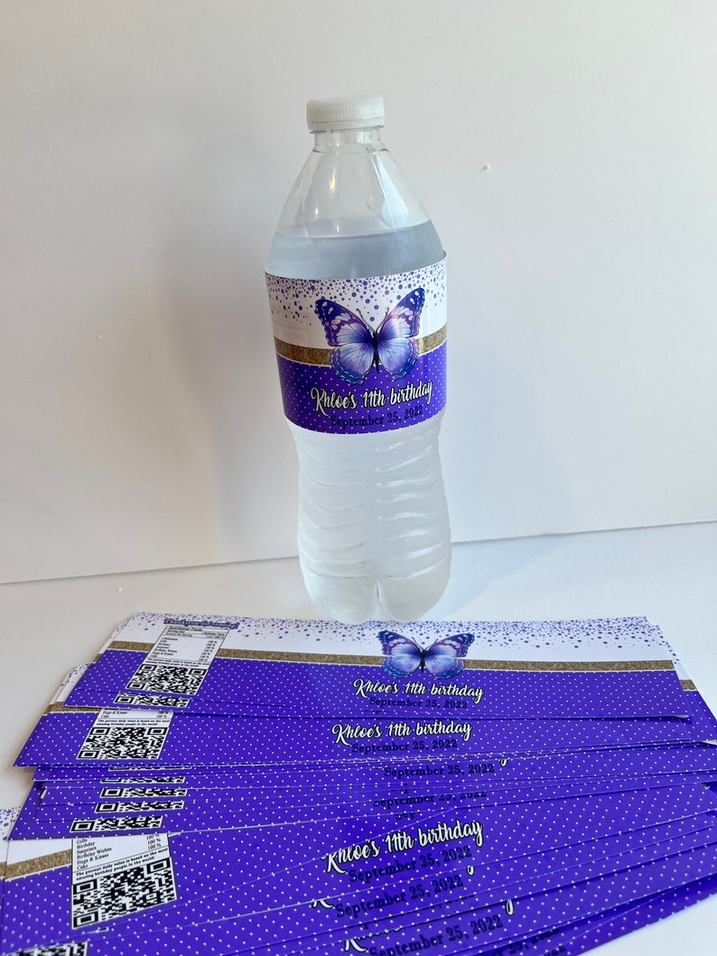 Personalized Water Bottle Labels Butterfly Water Laber - Etsy