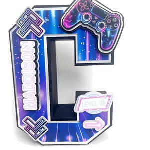 Neon 3D Letter, Neon Gamer Party Decorations, Neon Gamer Birthday Party ...