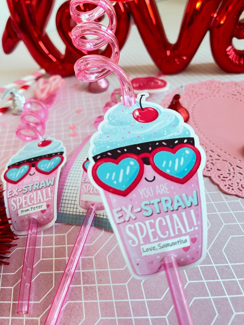 Valentine Straw Gift for Kids, Personalized Silly Straw Classroom ...