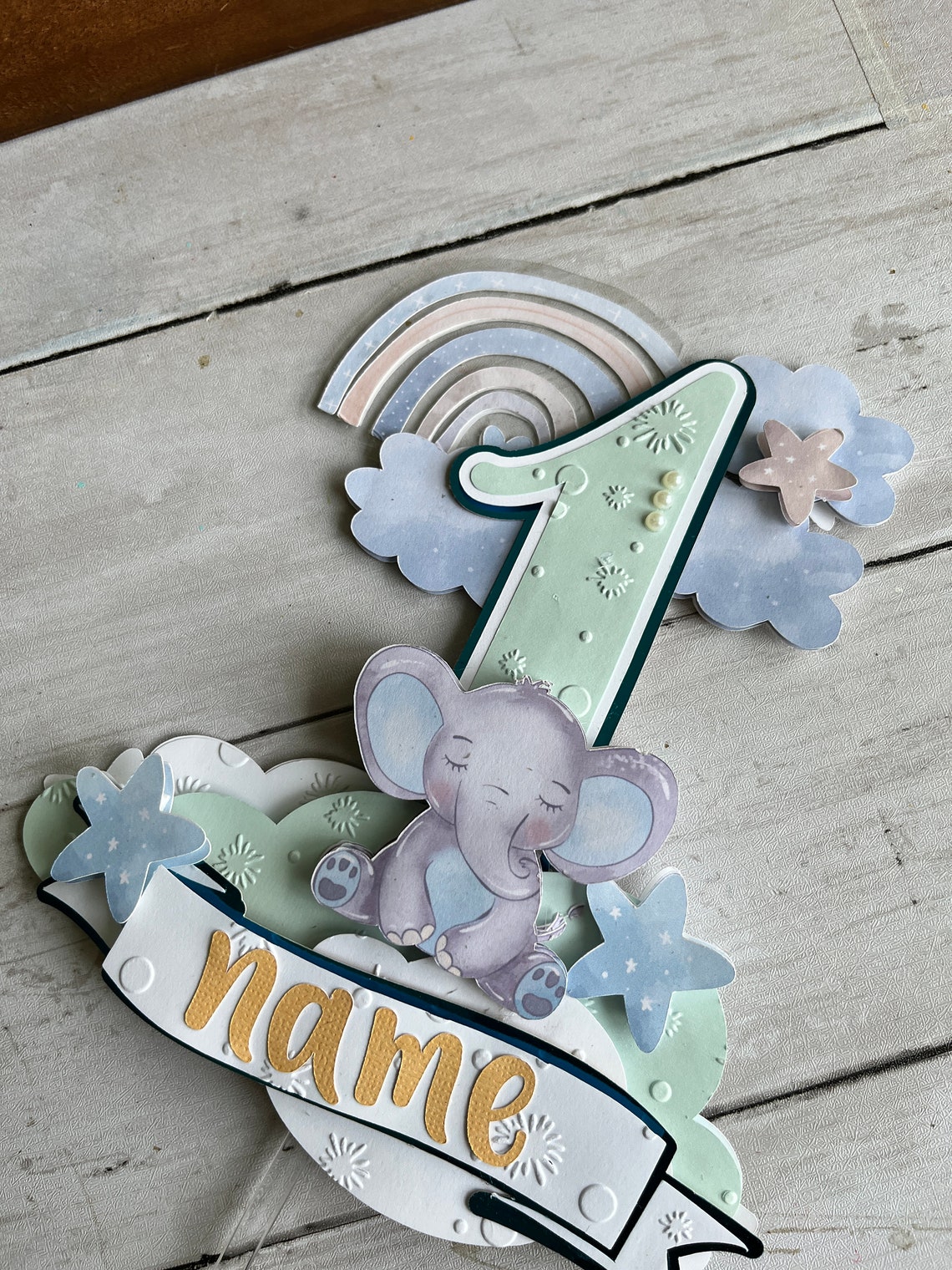 One Cake Topper Elephant Cake Topper One Party Topper Blue - Etsy