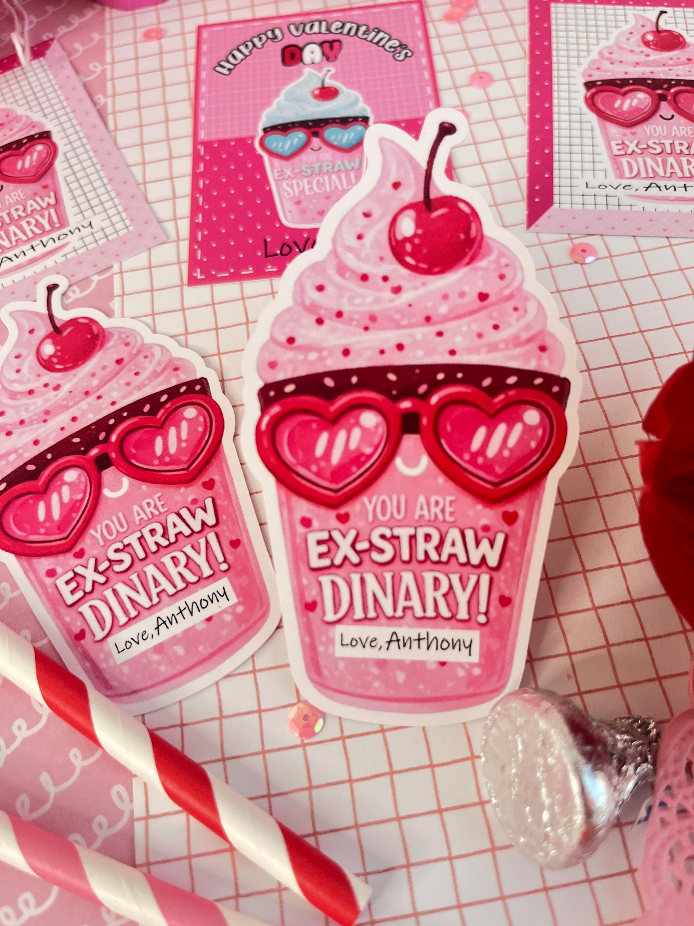 Personalized Valentine Straw Tags for Kids, Classroom Valentine Gift ...