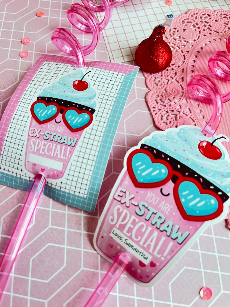 Valentine Straw Gift for Kids, Personalized Silly Straw Classroom ...