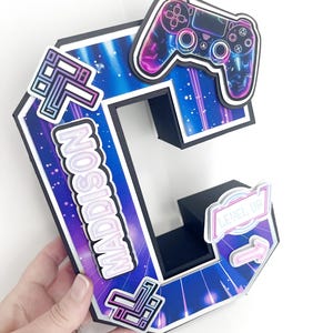 Neon 3D Letter, Neon Gamer Party Decorations, Neon Gamer Birthday Party ...