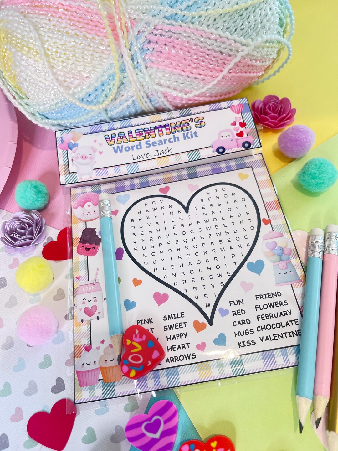 Personalized Valentine Word Search Kit, Classroom Valentine Gift ...