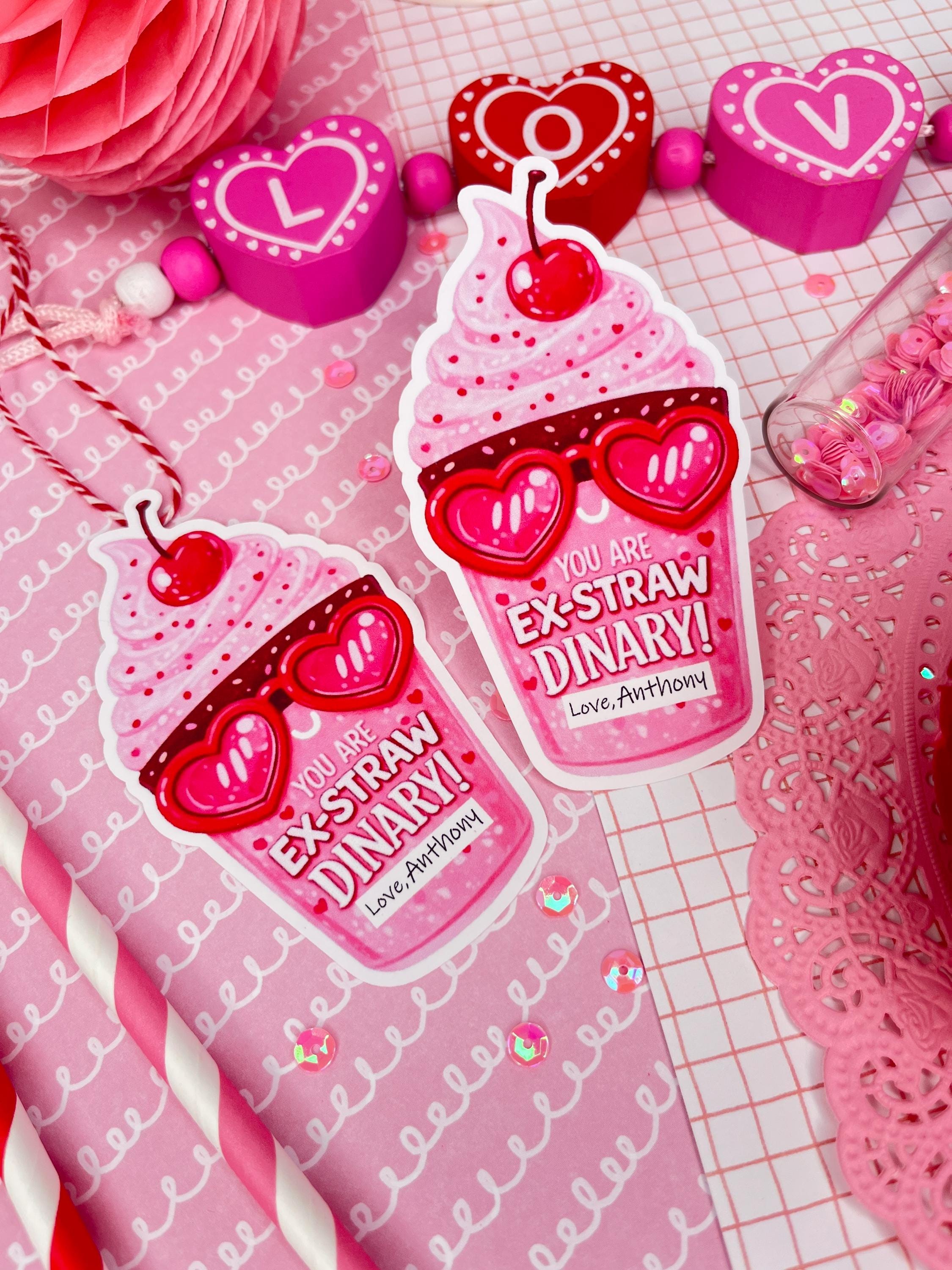 Personalized Valentine Straw Tags for Kids, Classroom Valentine Gift ...