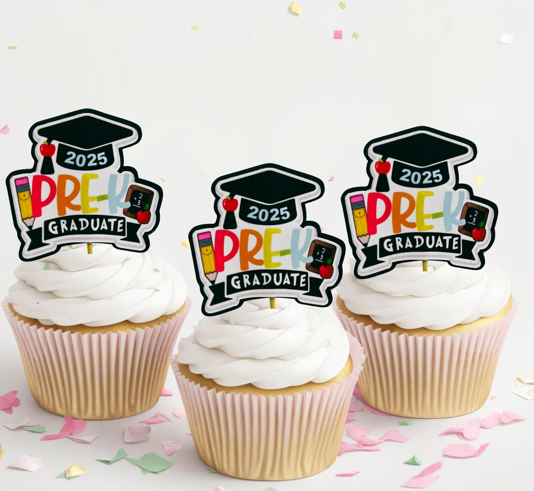 Pre K Graduation Cupcake Toppers, Pre Kindergarten Graduation Party ...