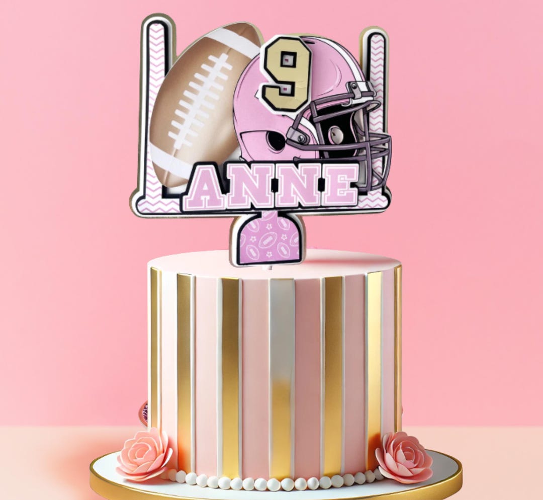Football Girls Birthday, Football Girls Cake Topper, Football Birthday ...