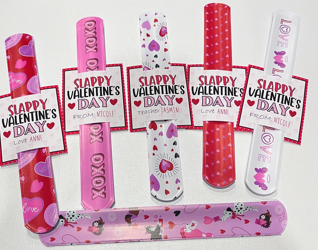 Assembled SLAPPY Valentines Day Tags With Slap Bracelets, Valentines ...