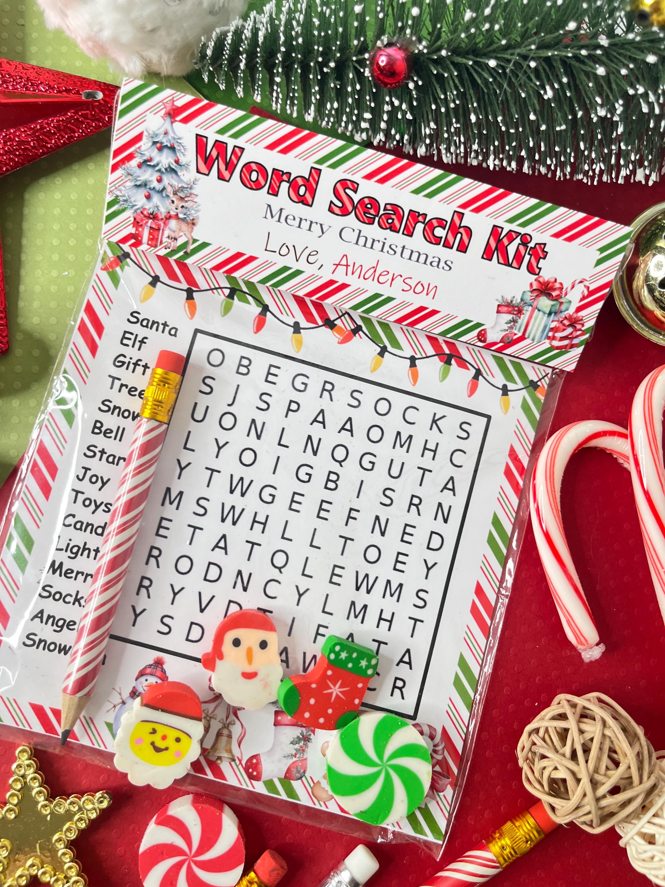 DIY Christmas Word Search Kit – Holiday Pencil & Erasers, Classroom ...