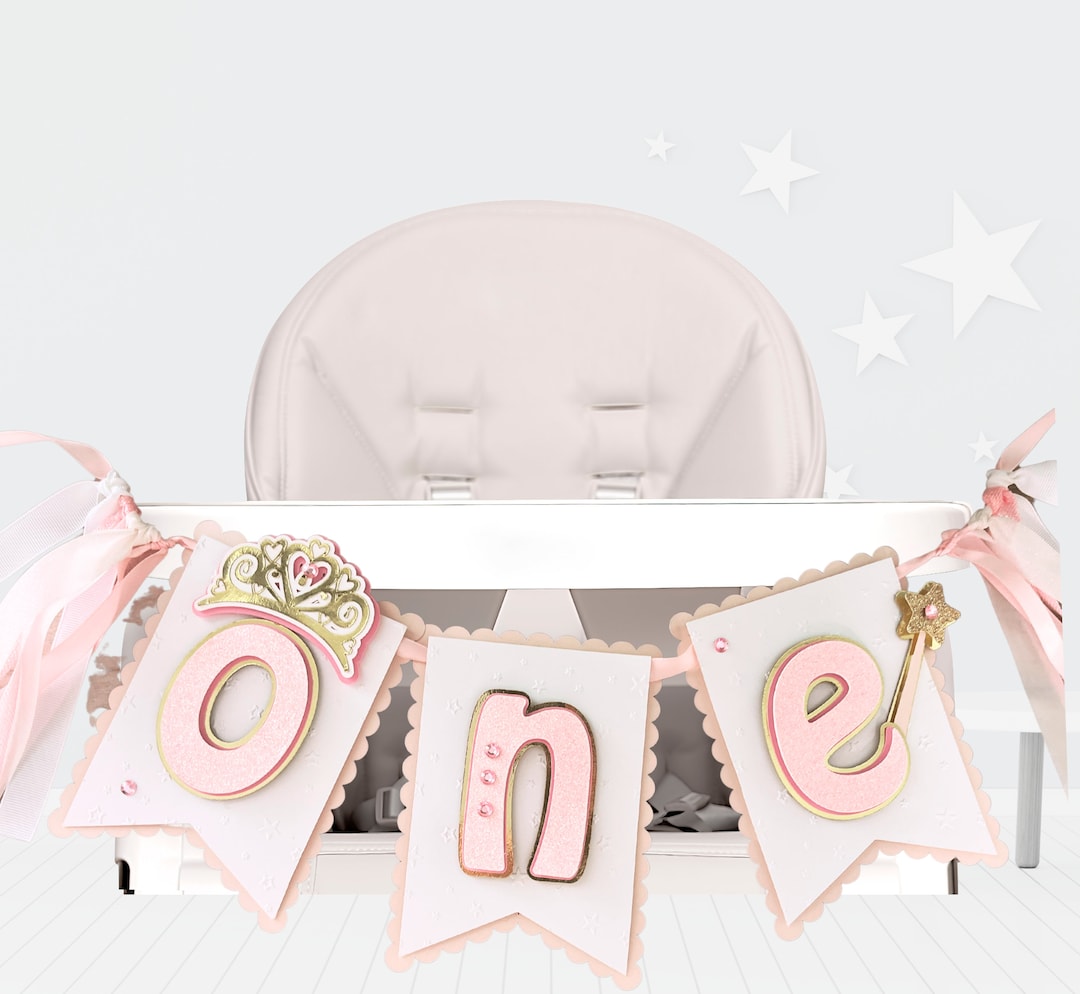 Princess Birthday, Crown Banner, Princess High Chair Banner, Princess ...