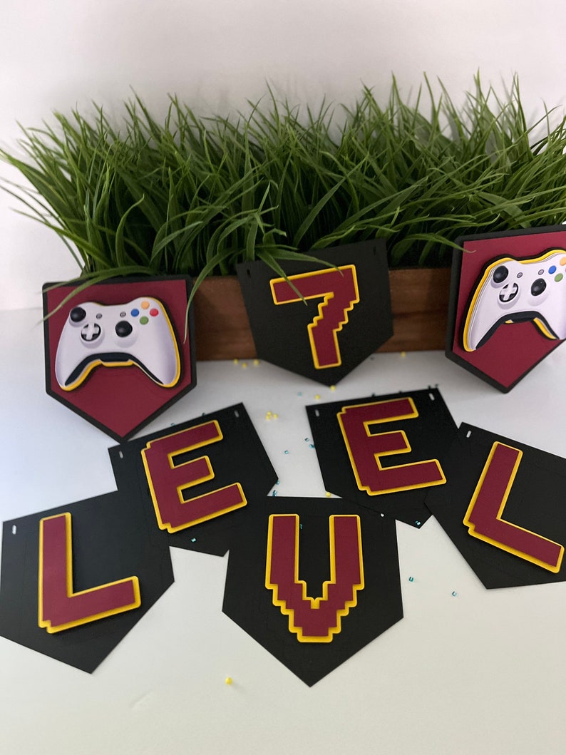 Video Game Theme gamer Birthday Banner Level Age Banner - Etsy