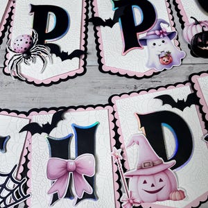 Pink Halloween Birthday Banner, Pink Halloween Theme, Halloween Party ...