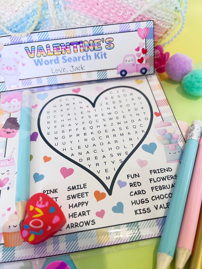 Personalized Valentine Word Search Kit, Classroom Valentine Gift ...